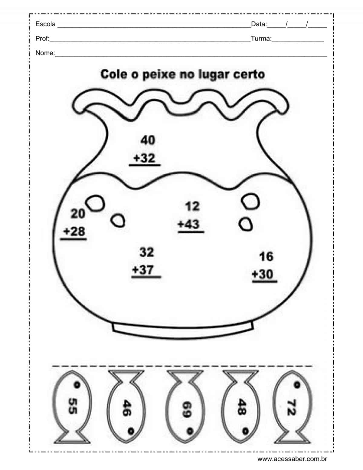 Atividades de matemática: contas de soma e subtração com reserva ...