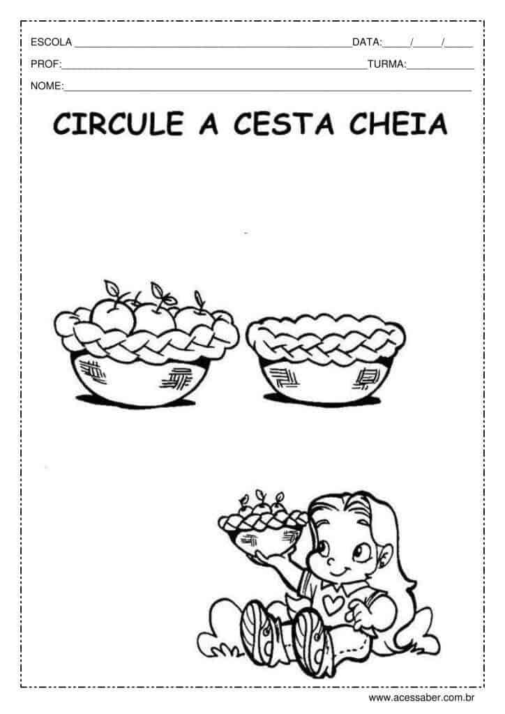 Atividade de percepção visual: Cheio ou vazio - Acessaber