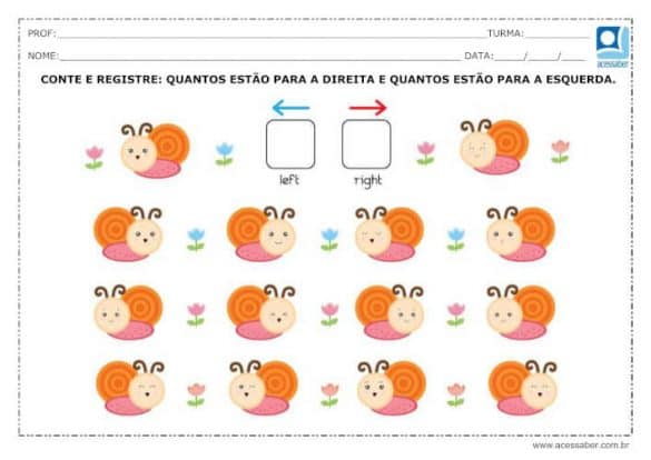 Atividade de lateralidade: Direita-esquerda - Ed. Infantil e 1º ano ...