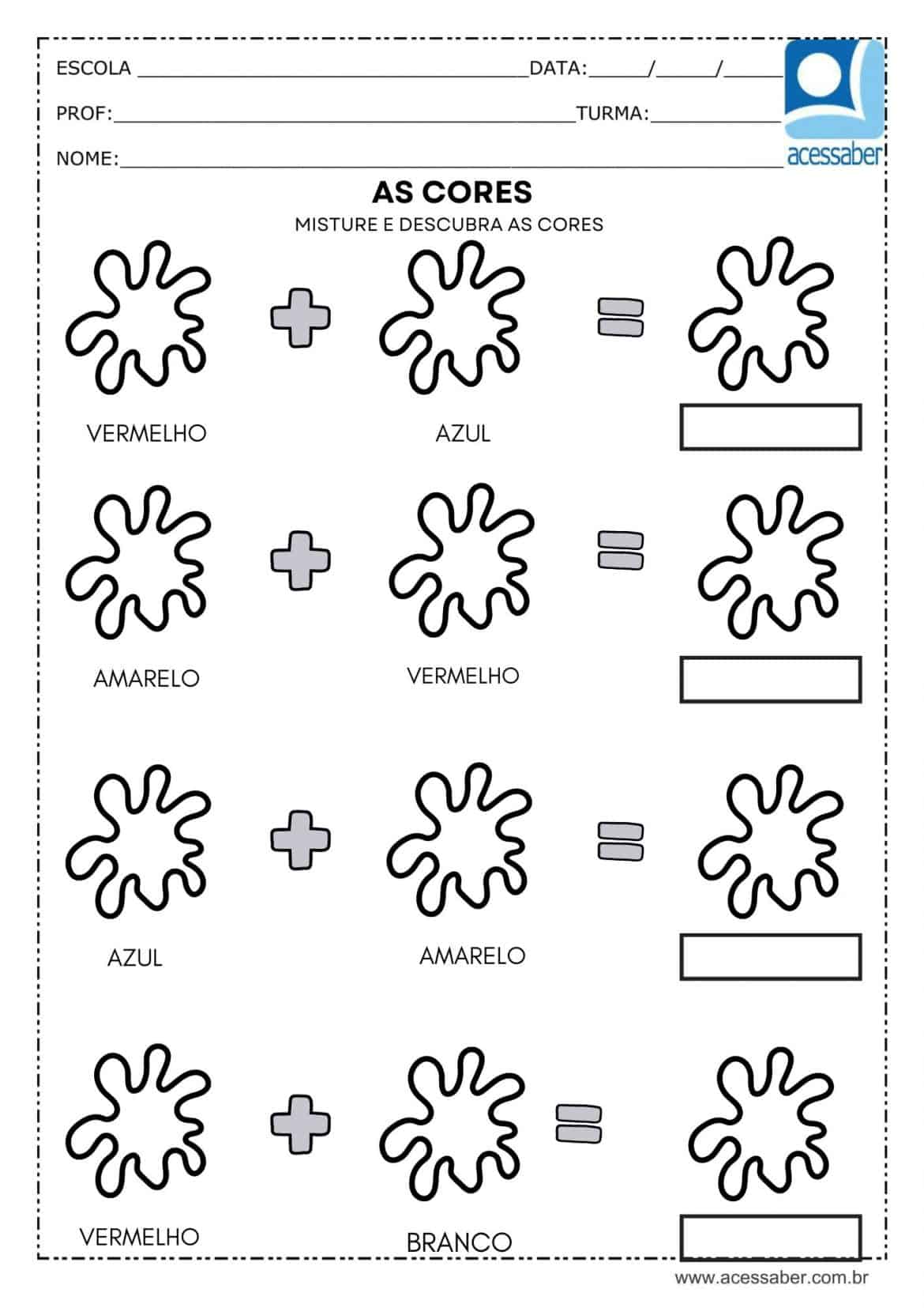 Atividade de artes: Misturando as cores - Ed. Infantil e 1º ano - Acessaber