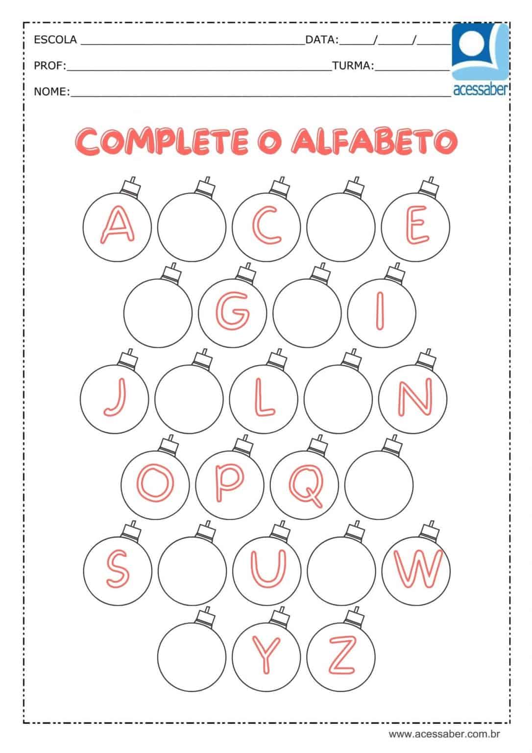 Atividade De Português: Complete O Alfabeto – JWJY