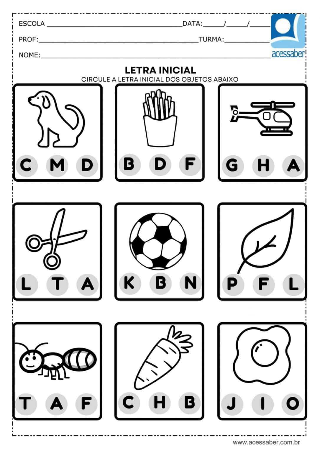 Atividades Com Letra Inicial - BINKEDU
