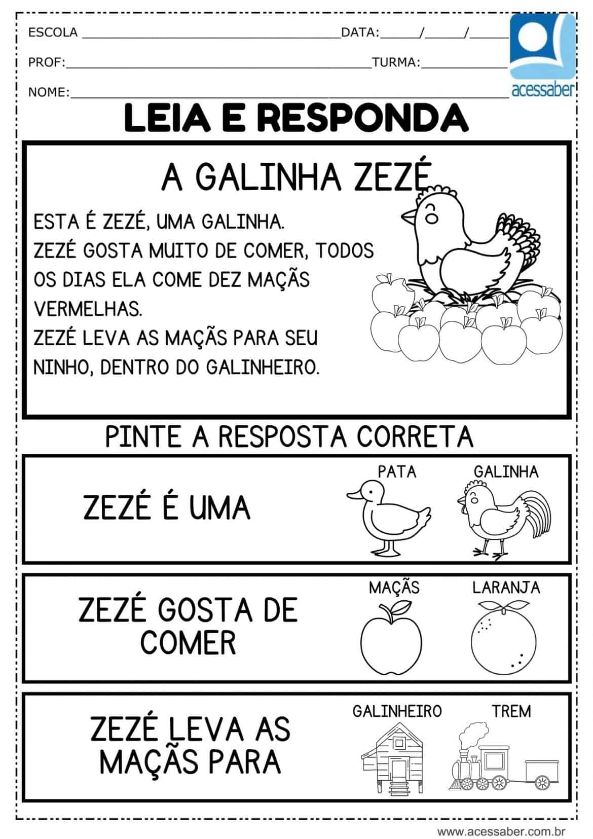 Atividade Interpretação De Texto Educação Infantil - NAZAEDU