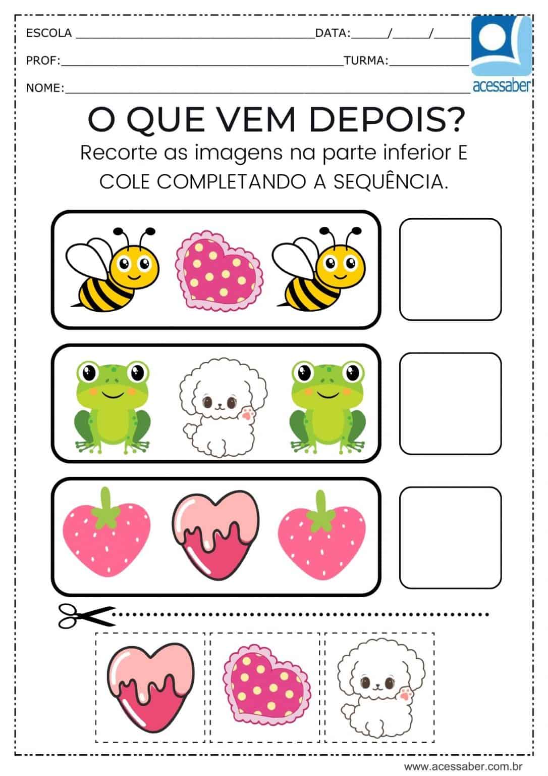 Atividade de matemática: Sequência lógica - O que vem depois - Ed ...